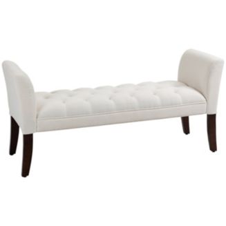 End of Bed Bench with Button Tufted Design, Upholstered Bedroom ...