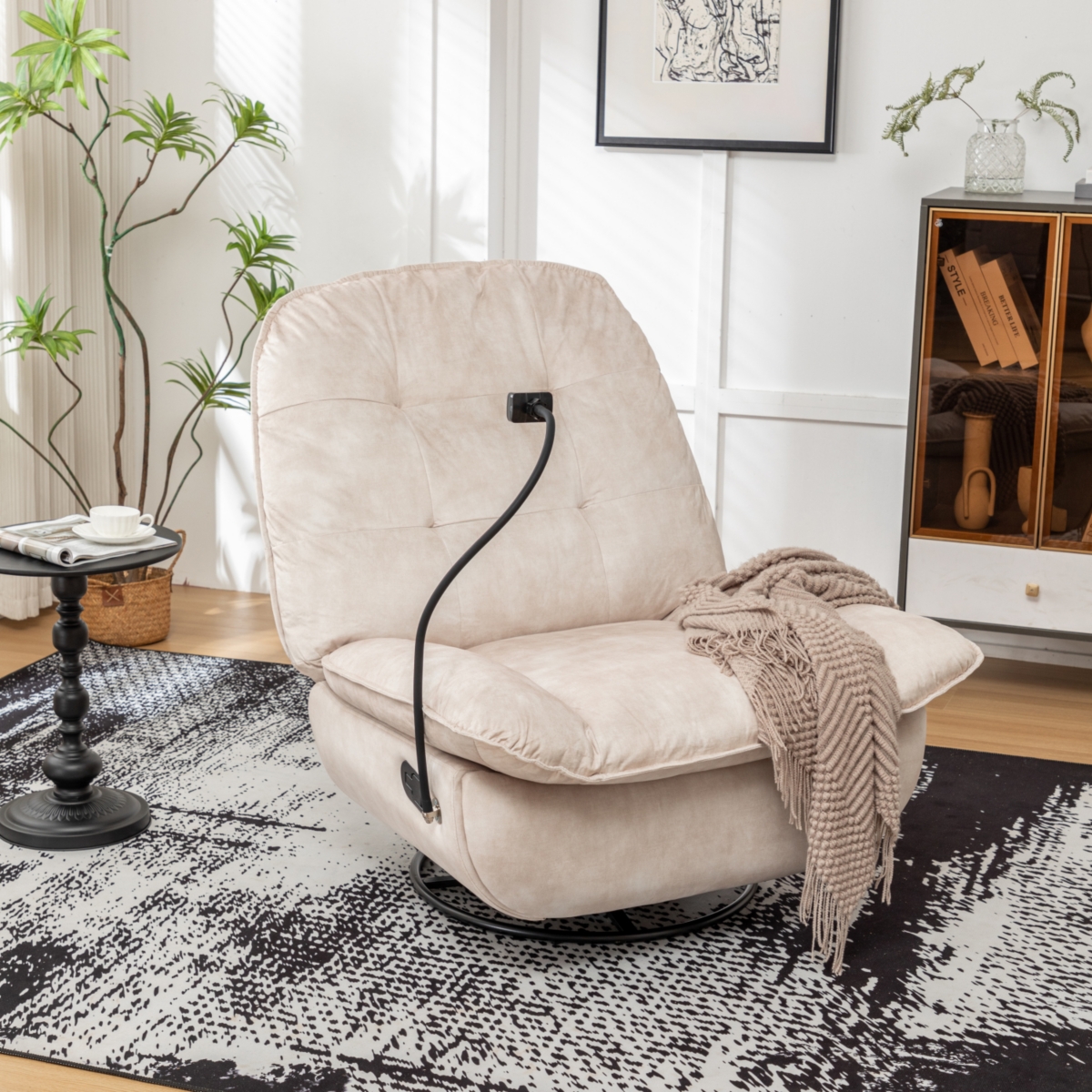 Click here for Streamdale Gold-Stamped Velvet Recliner w/ Phone H... prices