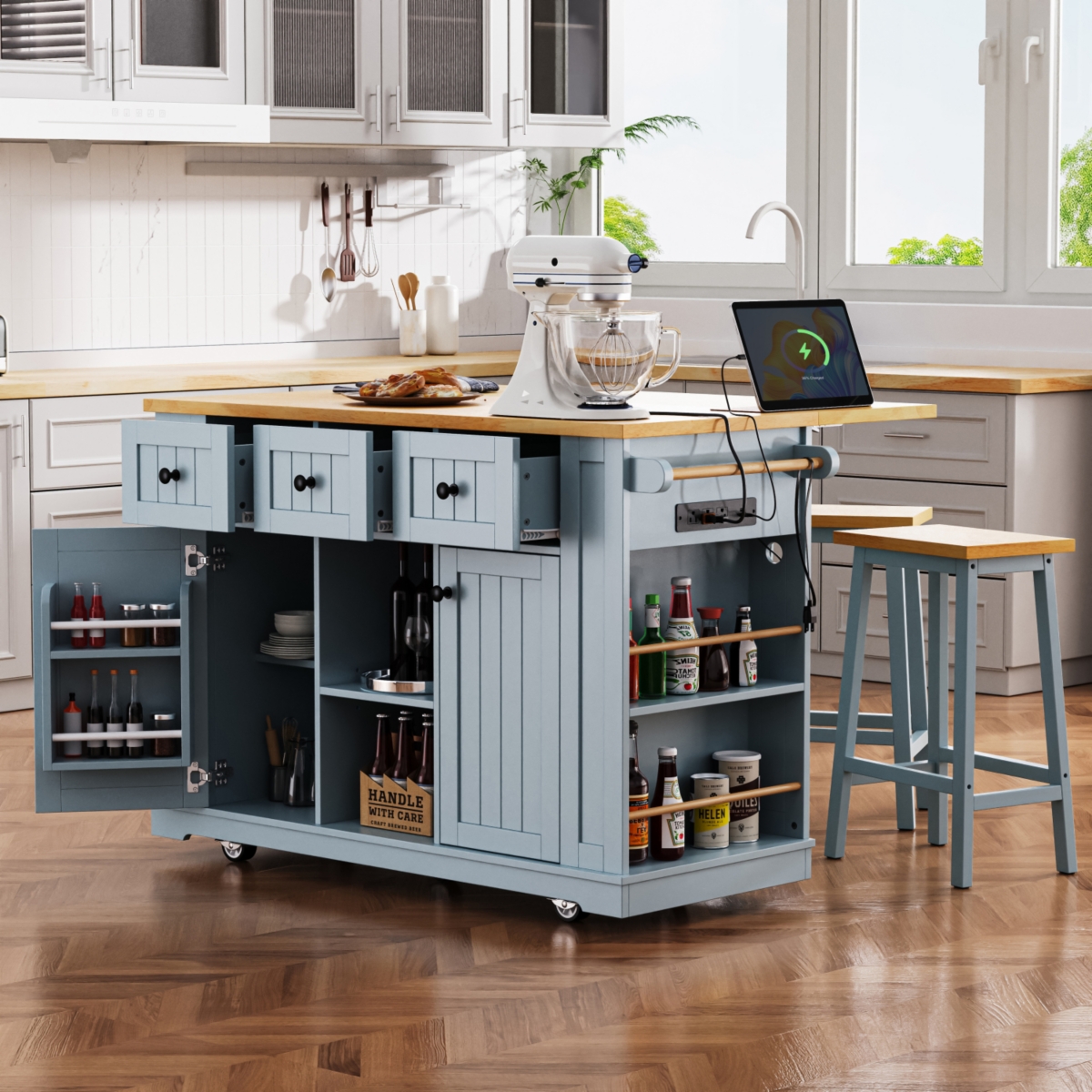 Click here for Streamdale Large Kitchen Island with Power Outlet... prices