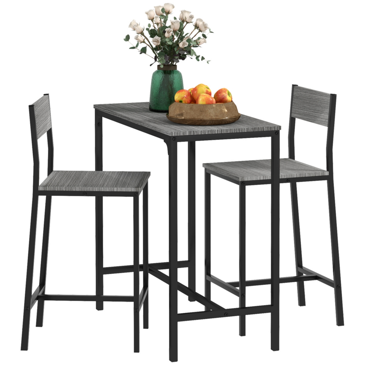 Click here for 3 Piece Bar Table and Chairs  Industrial Dining Ta... prices