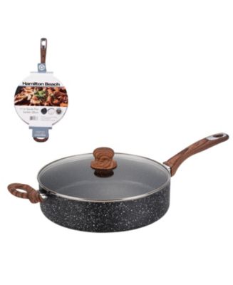 Hamilton Beach Saute Pan 11-Inch Nonstick Marble Coating, Wood like ...