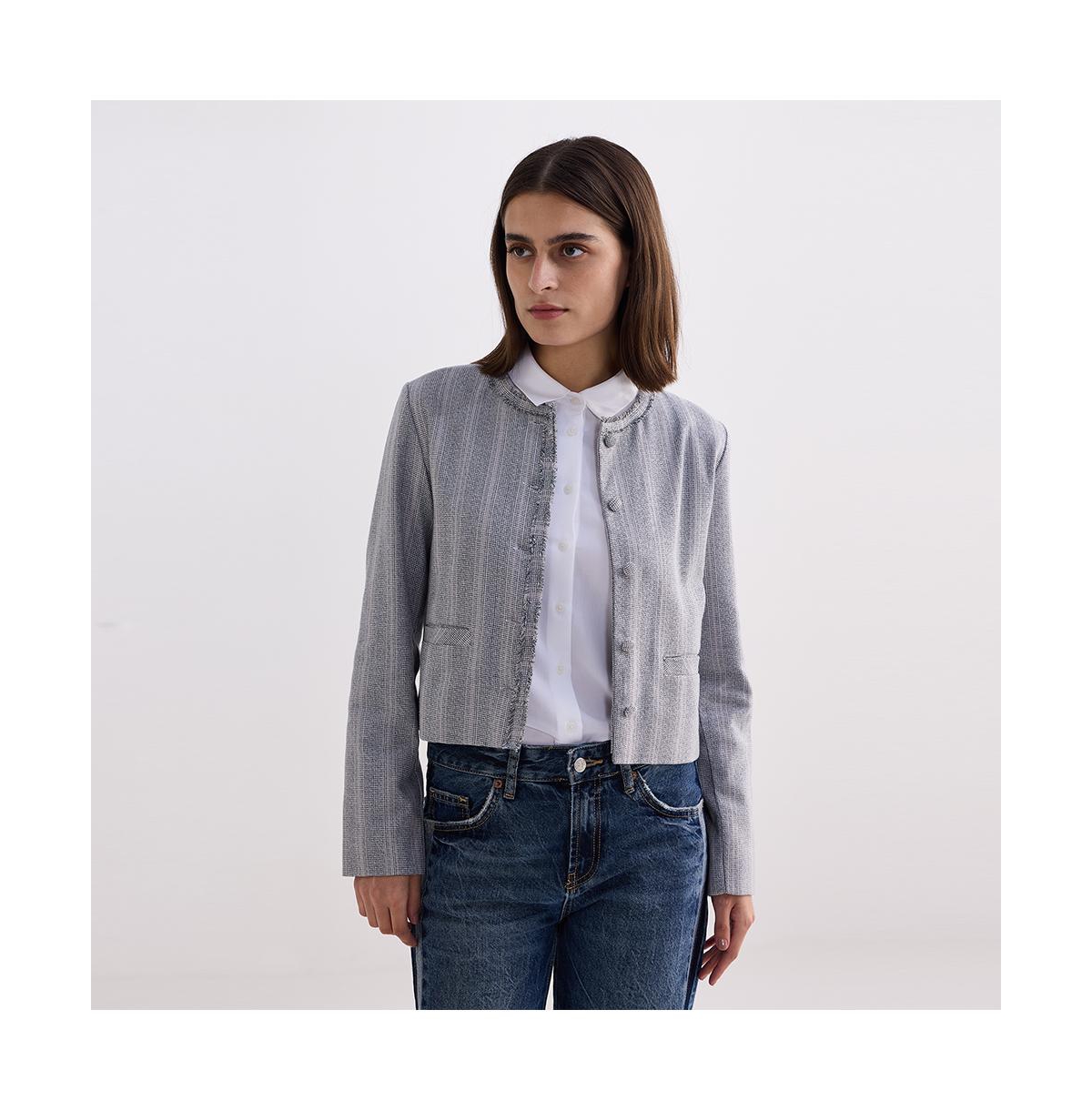 Click here for Reistor Womens Lady Jacket in Cotton Tweed - Steel... prices
