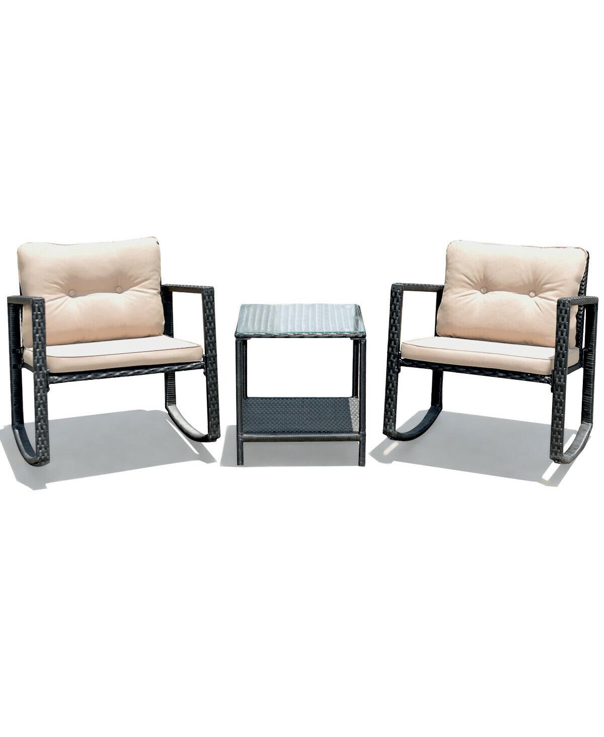 Click here for Sugift 3 Pieces Cushioned Patio Rattan Set with Ro... prices