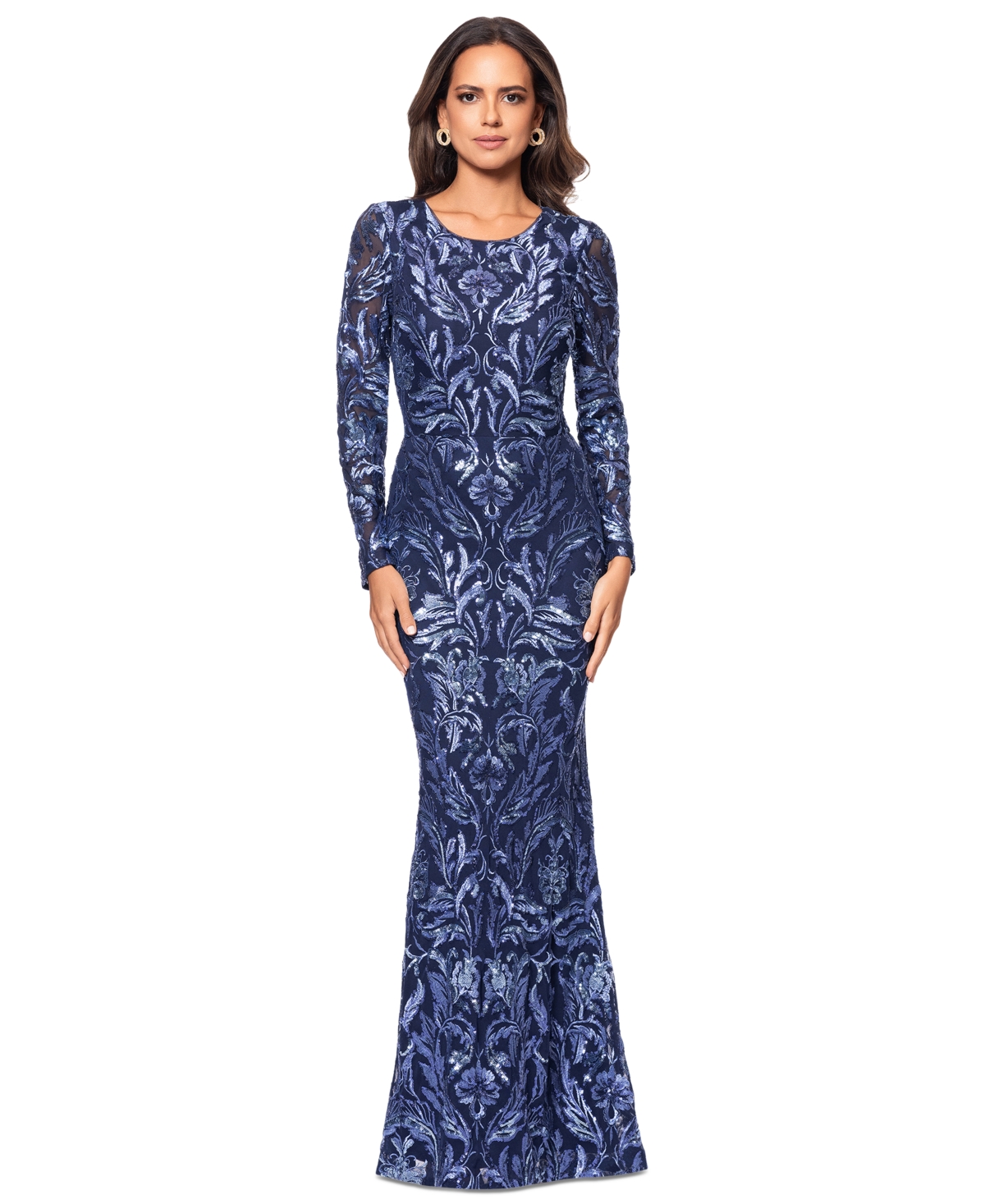 Click here for Xscape Womens Sequinned Embroidered Evening Gown -... prices