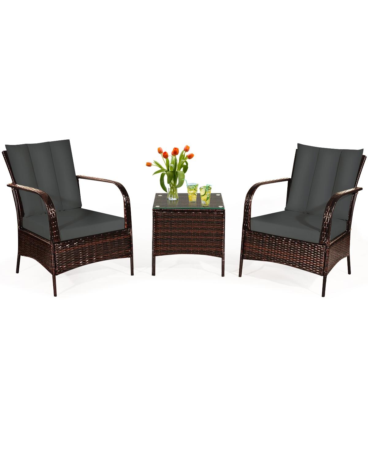 Click here for Sugift 3 Pieces Patio Rattan Conversation Set with... prices