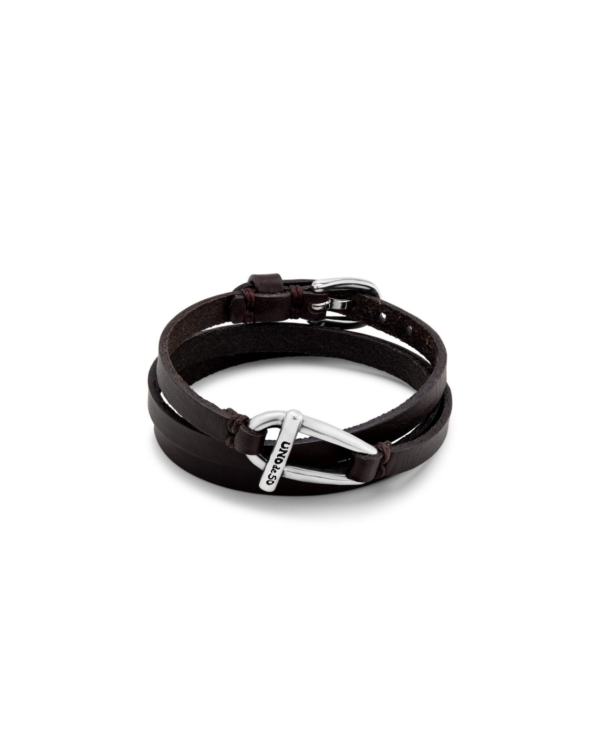 Click here for UNOde50 Small Central Link Leather Bracelet - Silv... prices