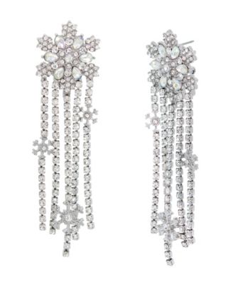 Faux Stone Snowflake Rhinestone Chandelier Earrings