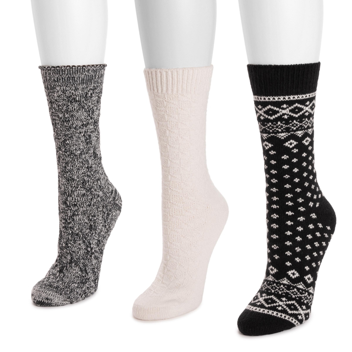 Click here for Muk Luks Womens 3 Pack Boot Socks - Black prices