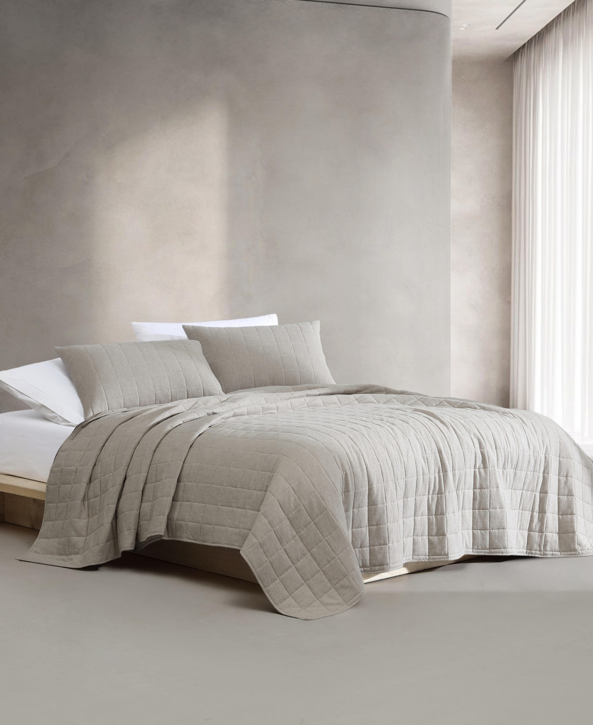 Click here for Calvin Klein Melange Flannel Quilt  King - Natural prices