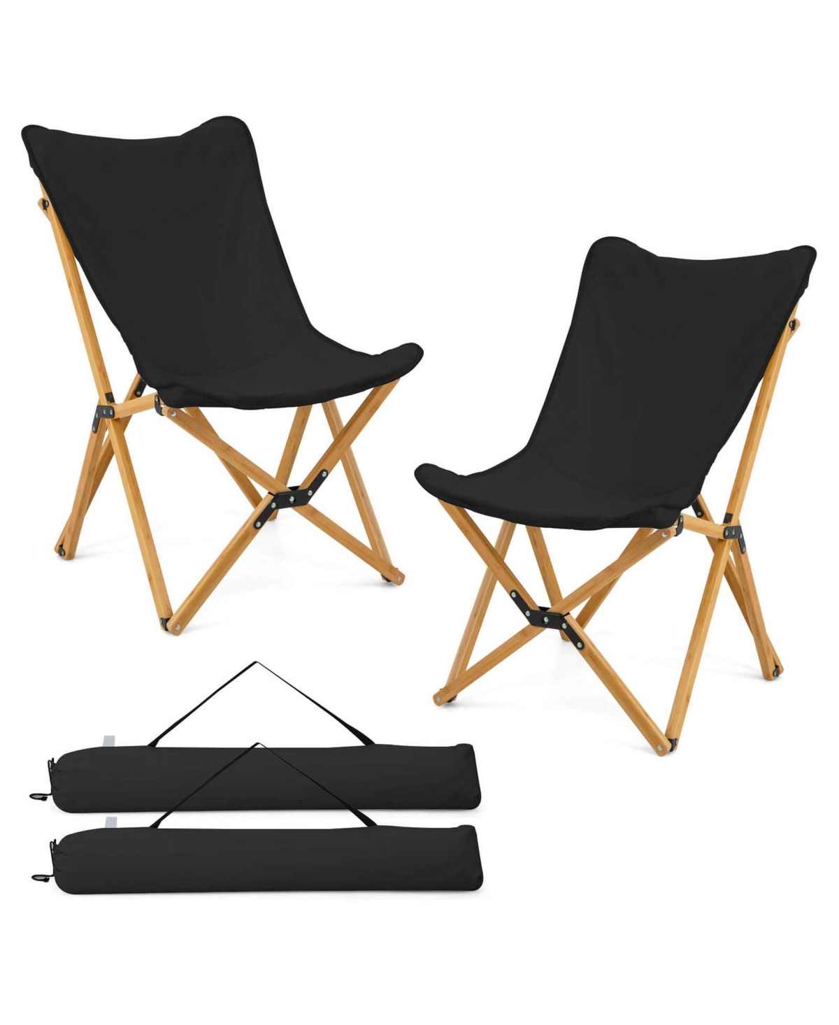 Click here for Bamboo Butterfly Folding Chair Set of 2 with Stora... prices