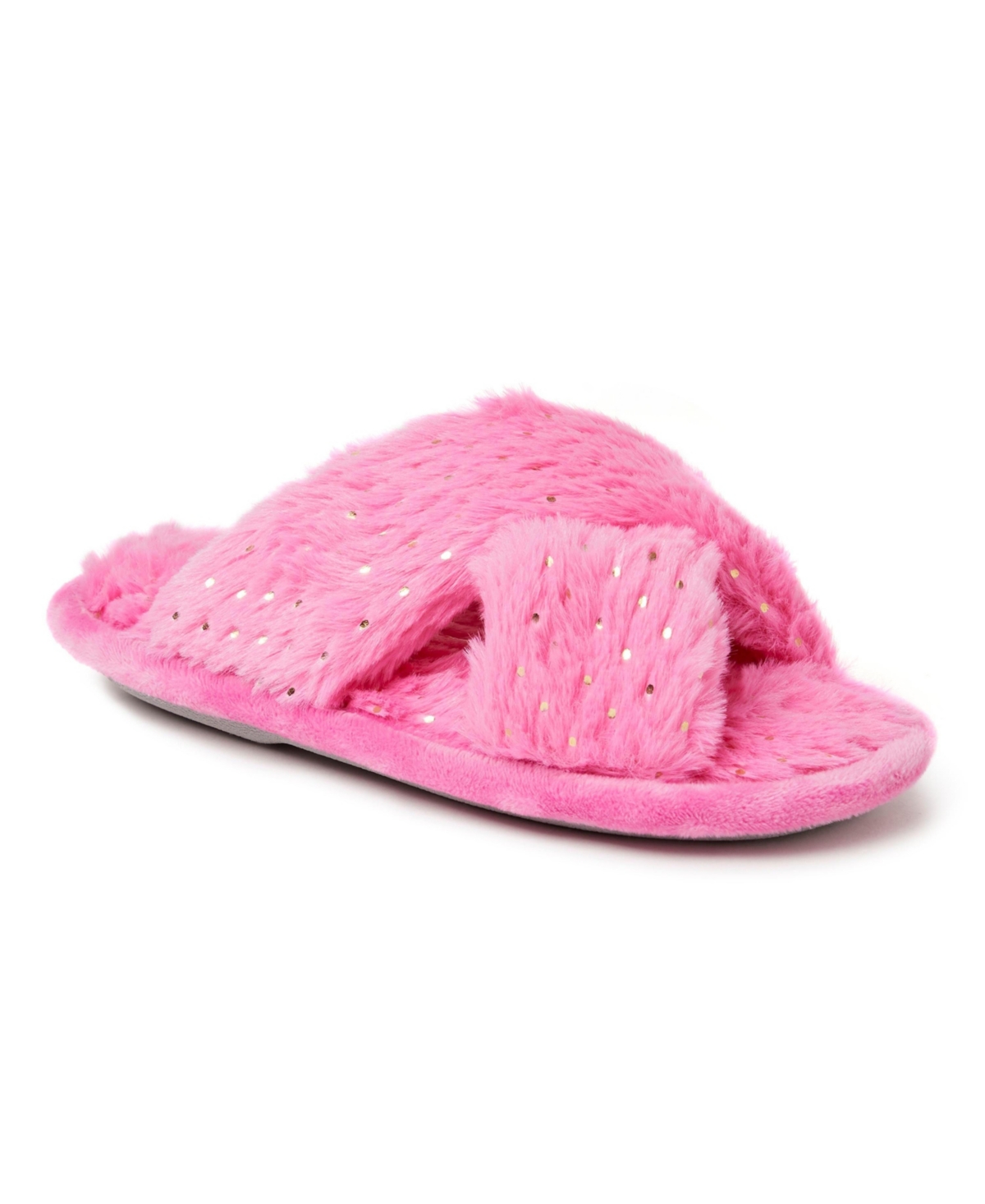 Click here for Dearfoams Kids Ava Crisscross Fuzzy Sparkle Slide... prices