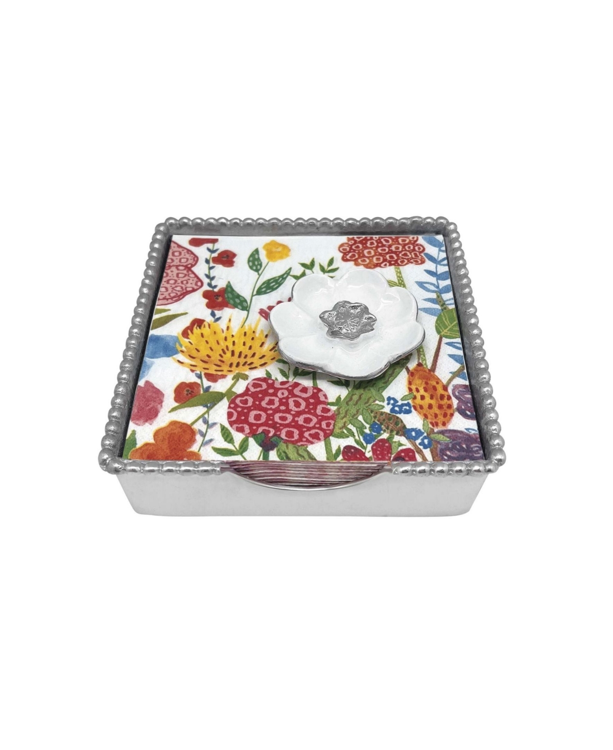 Click here for Mariposa Flower Beaded Napkin Box Set - Silver prices