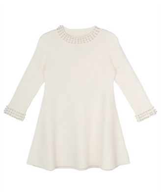 Rare Editions Little Girls Pearl Embellished Sweater Dress - Macy's