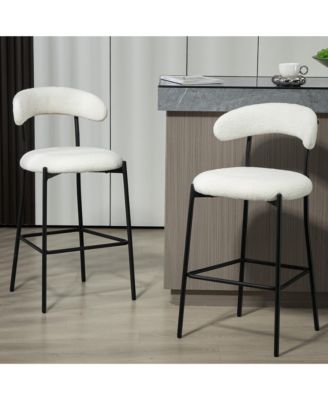 Streamdale Furniture 26 Counter height bar stools Teddy fabric cover kitchen island counter bar stool with black powder coating base and footrest Snow Macy s