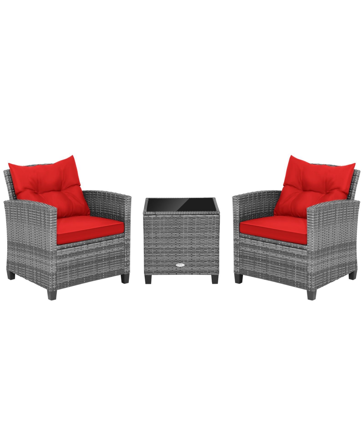 Click here for Sugift 3 Pieces Outdoor Wicker Conversation Set wi... prices