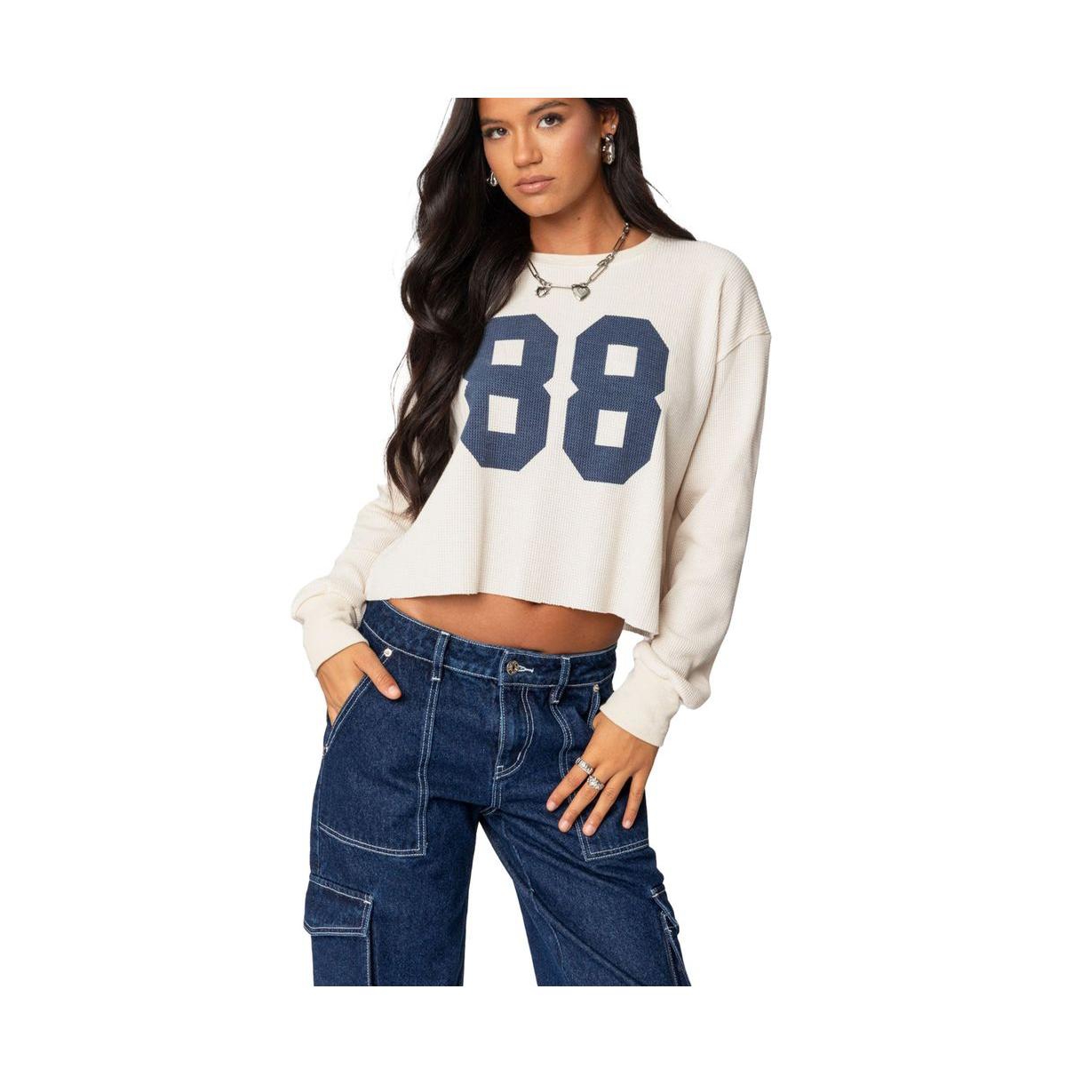 Click here for Edikted Womens 88 Waffle Long Sleeve T Shirt - Cre... prices
