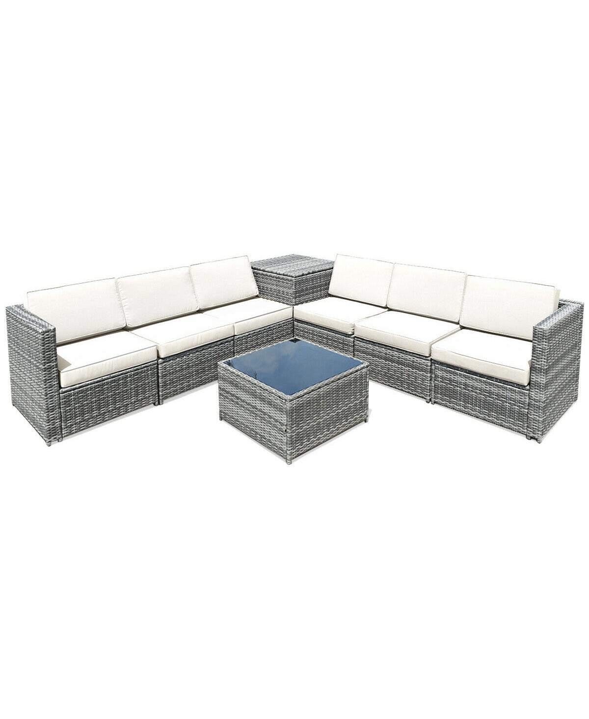 Click here for Sugift 8 Piece Wicker Sofa Rattan Dinning Set Pati... prices