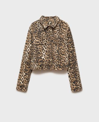 Mango Women's Leopard-Print Denim Jacket - Macy's