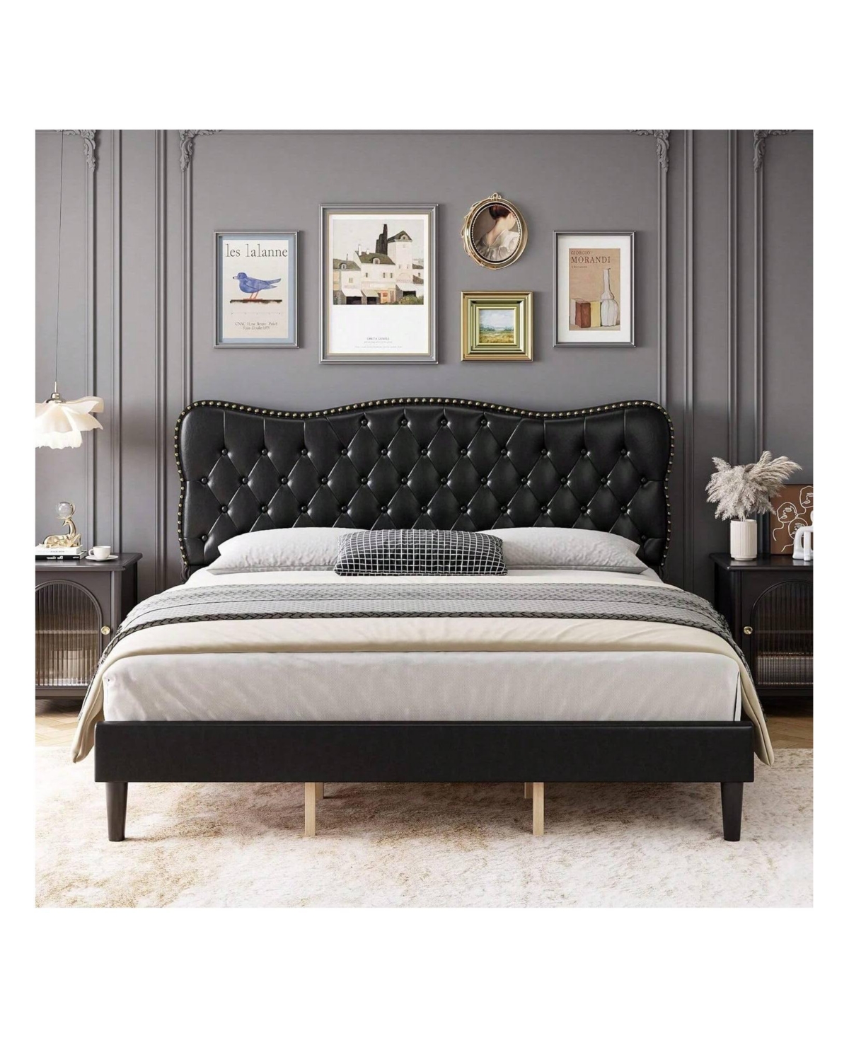 Click here for gaomon Full/Queen/King Size Bed Frame Faux Leather... prices
