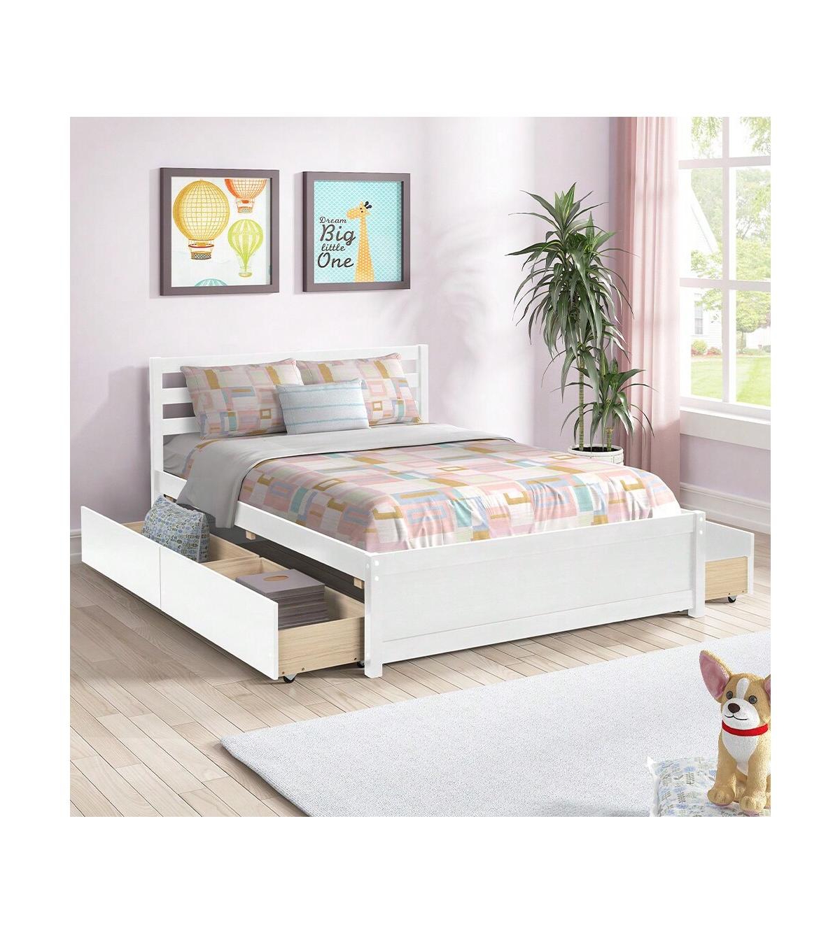 Click here for gaomon Full Size Wood Platform Bed Frame With 4 St... prices