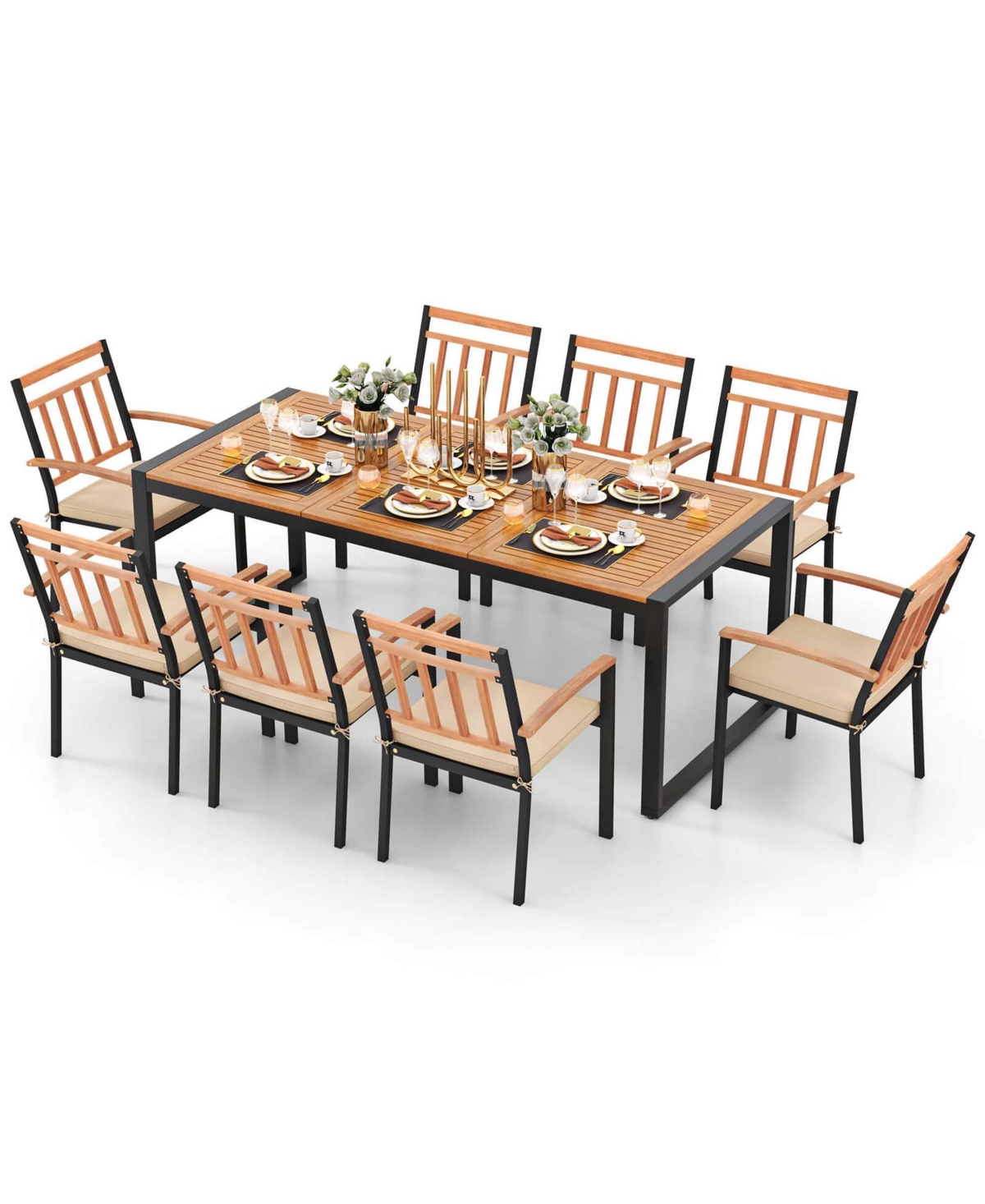 Click here for 9 Pieces Patio Dining Set with Soft Cushions and 1... prices