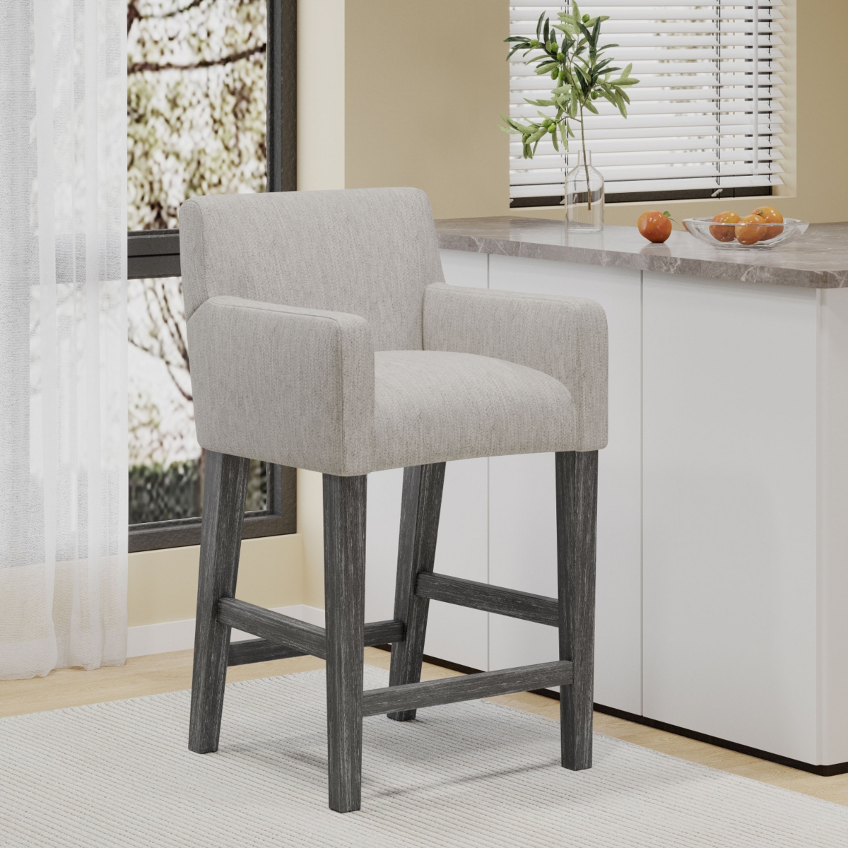 Click here for Upholstered 26 Inch Counter Stool - Light Gray/Gra... prices