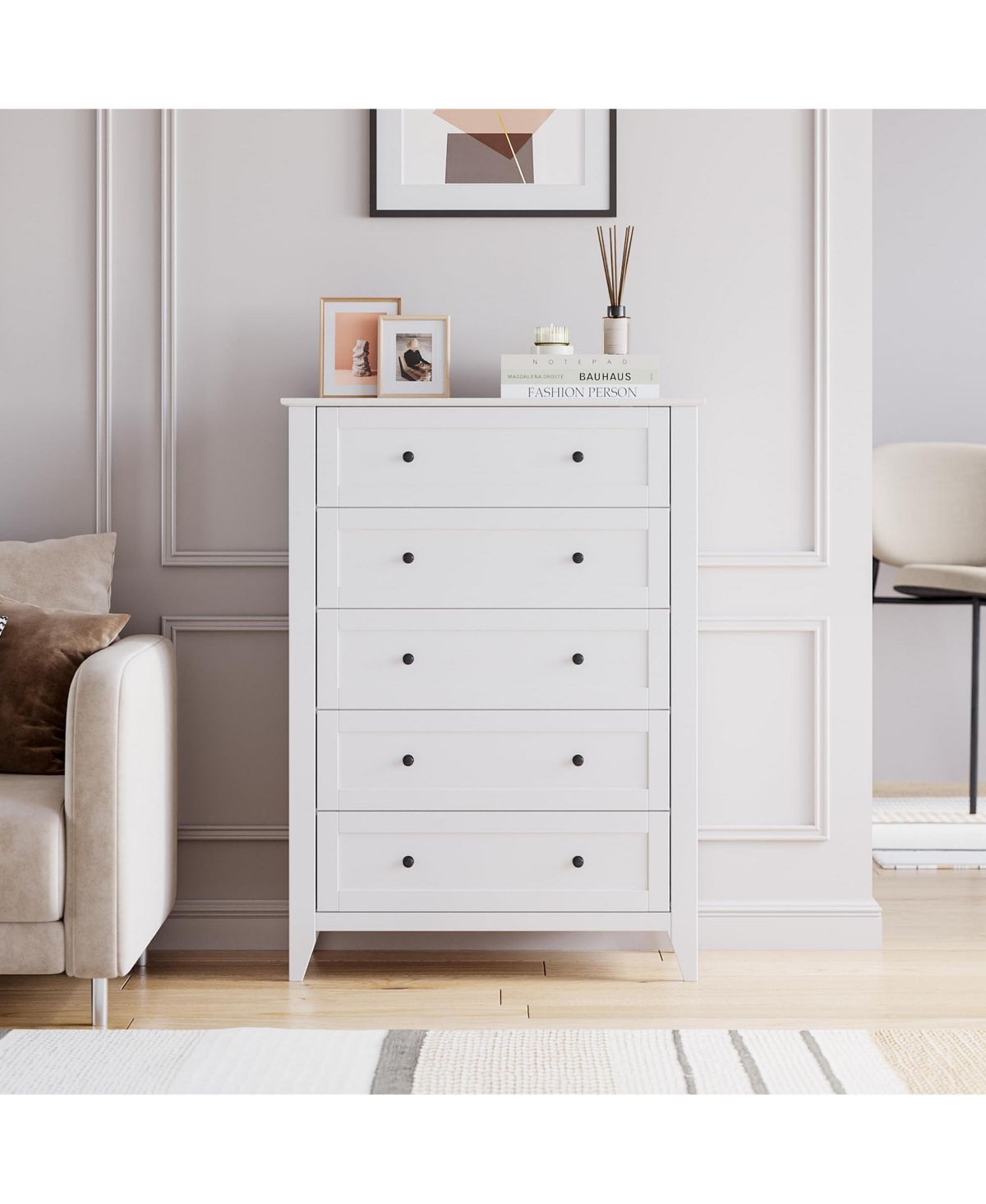 Click here for gaomon White 5 Chest of Drawer Dresser  Modern Tal... prices