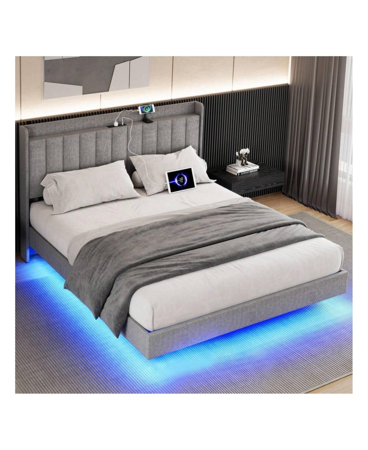 Click here for gaomon Full/Queen/King Size Floating Bed Frame Wit... prices