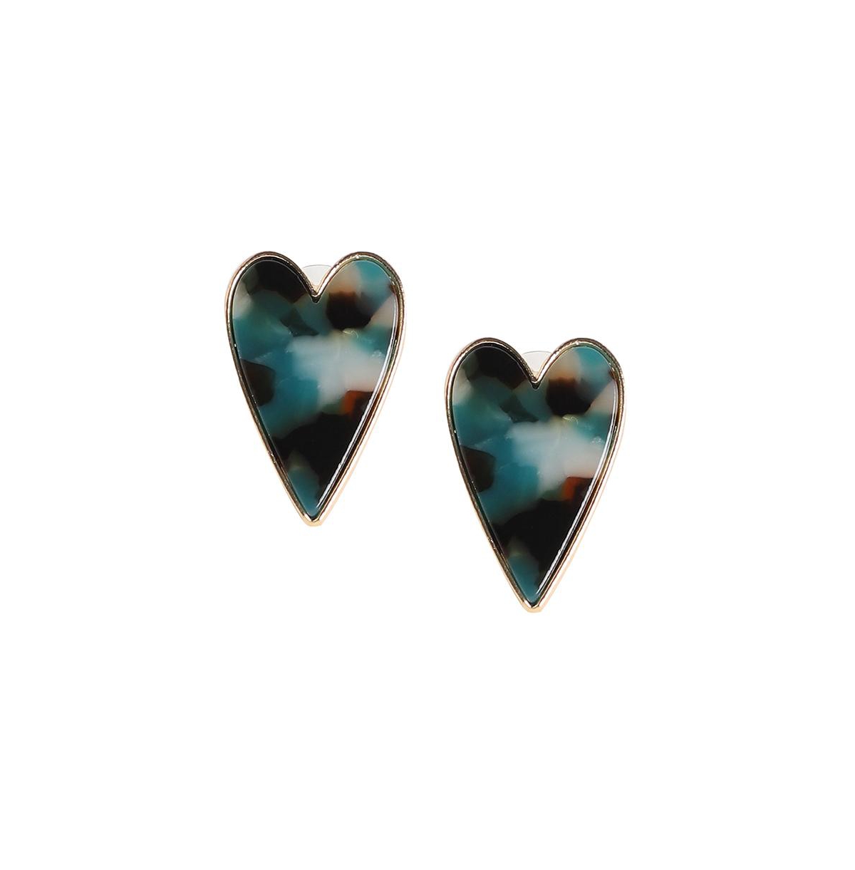 Click here for Sohi Womens Marble Heart Stud Earrings - Green prices