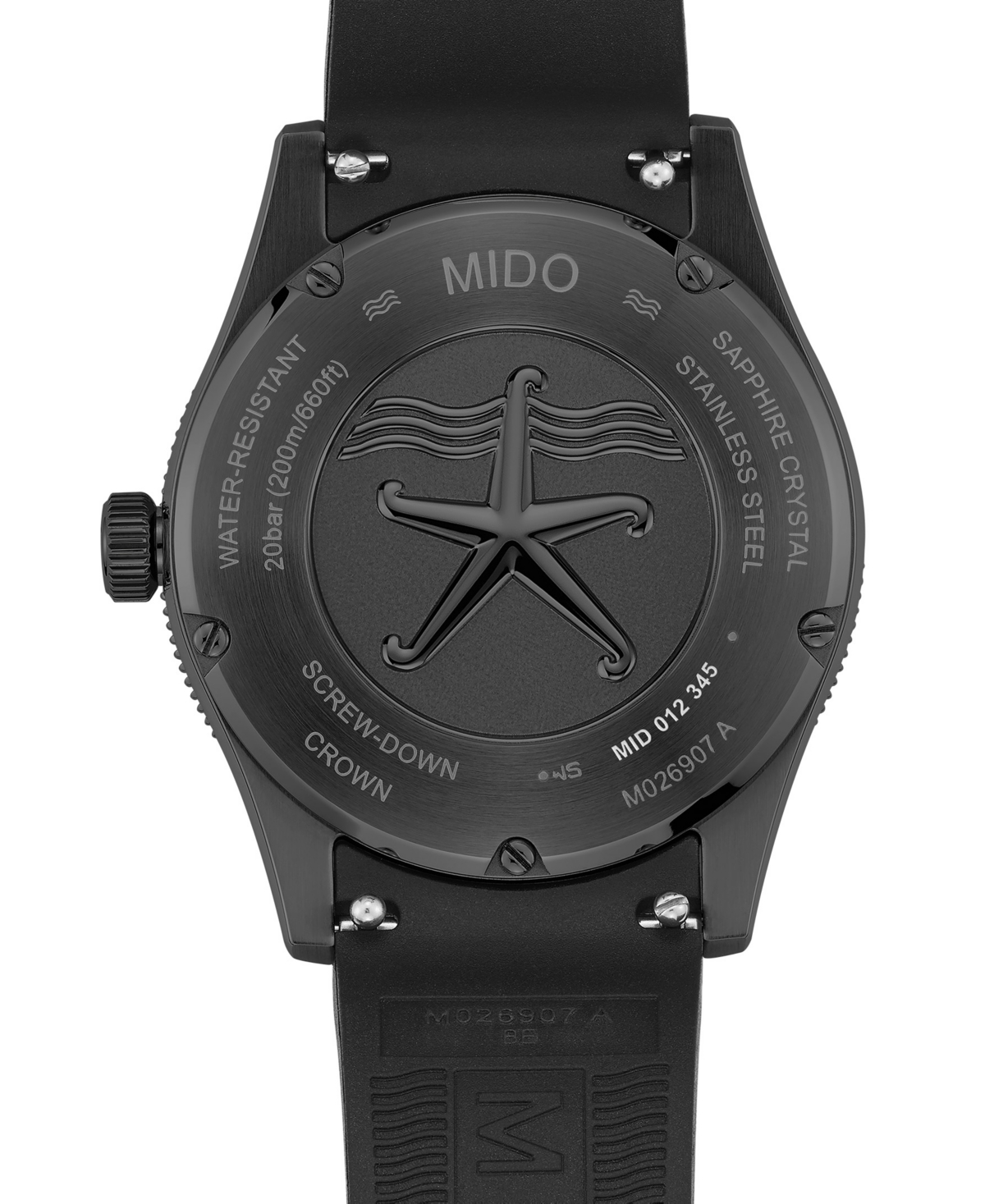 Mido Men's Swiss Automatic Ocean Star Captain Black Rubber Strap Watch ...
