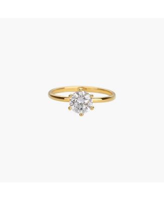 Sterling Silver 18k Gold Plated Sage Medium Cubic Zirconia Band Ring ...