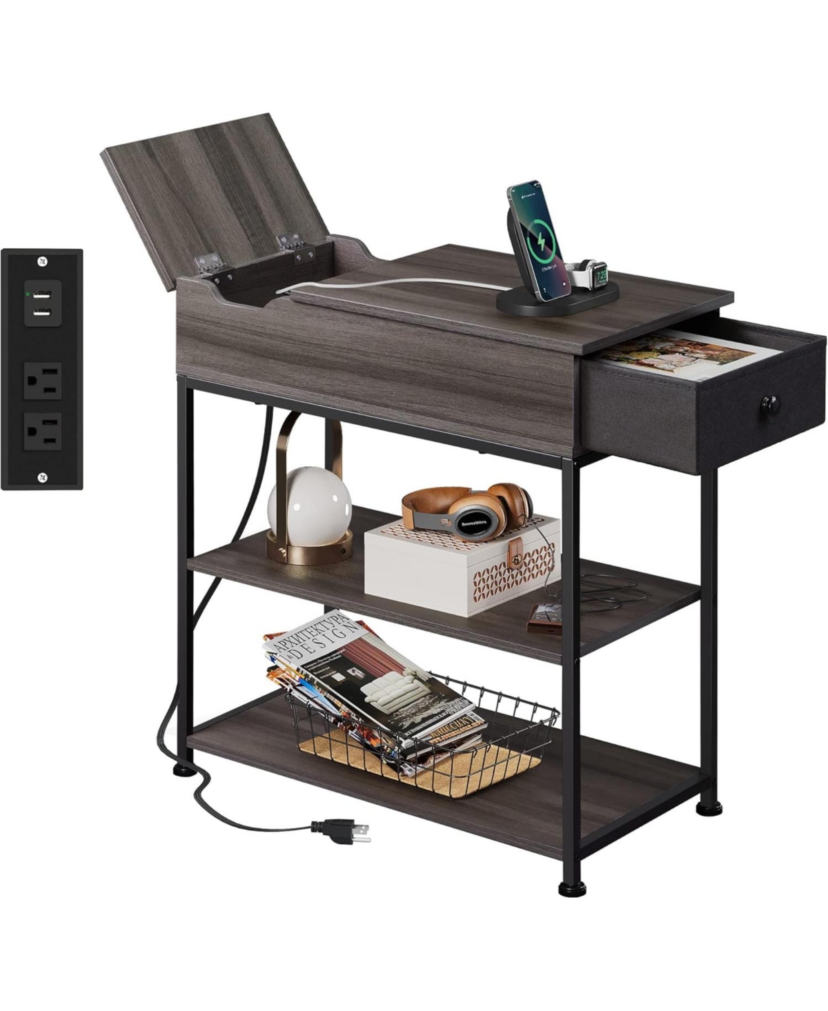 Click here for Wlive Narrow Side Table with 2 Usb Ports and 2 Out... prices