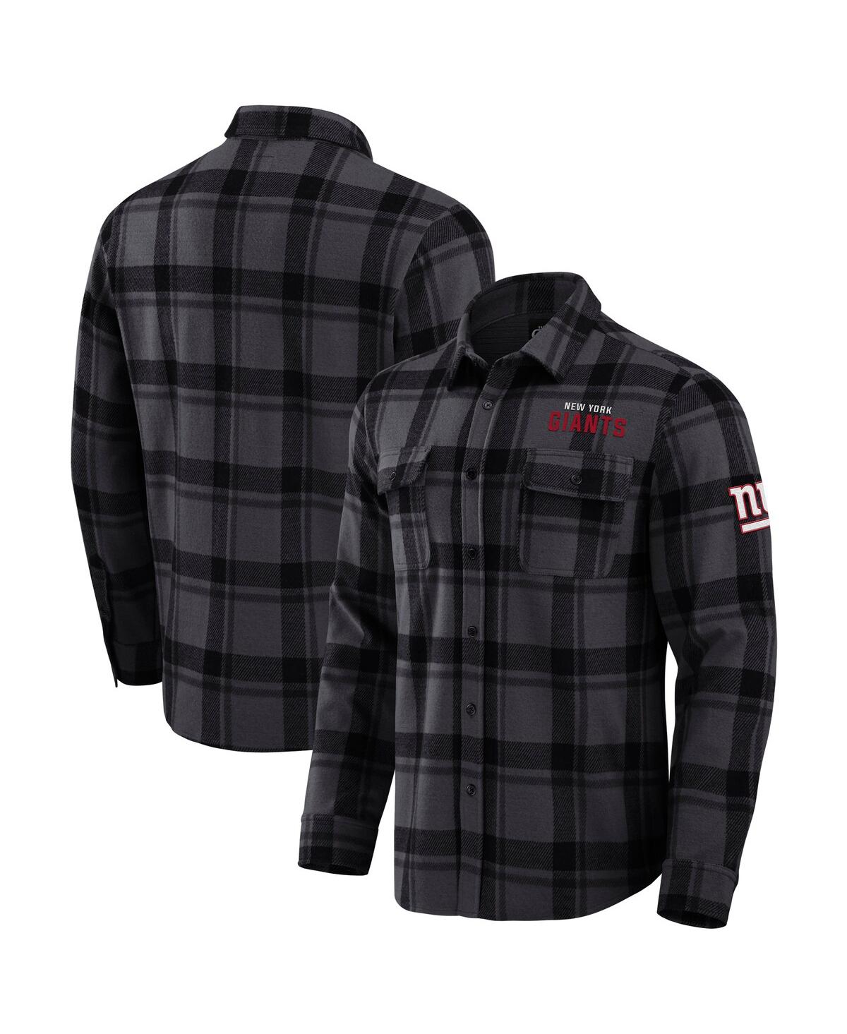 Click here for Fanatics Mens Black New York Giants Plaid Button-U... prices