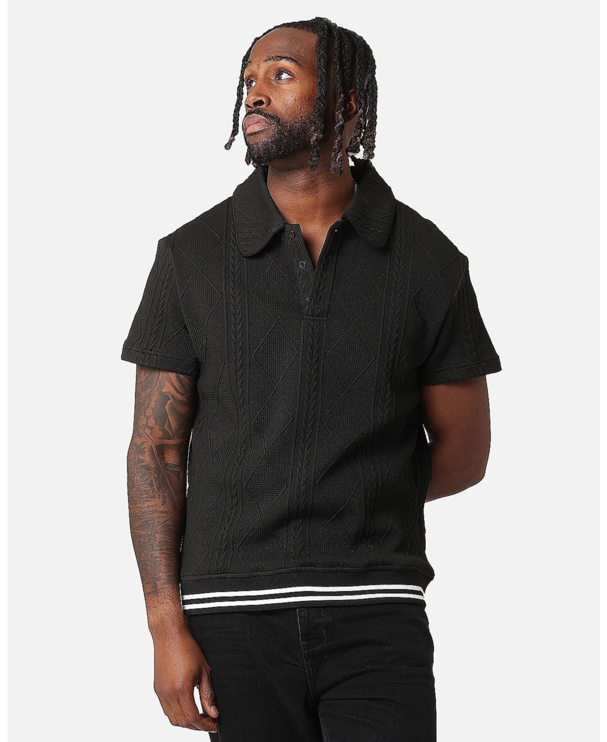 Click here for Xxiii Mens Danny Knit Polo Shirt - Black prices