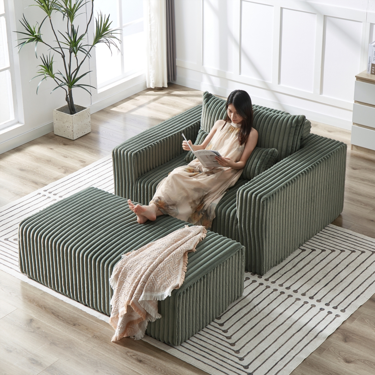 Click here for Streamdale Corduroy Sofa Chair with Removable Foot... prices