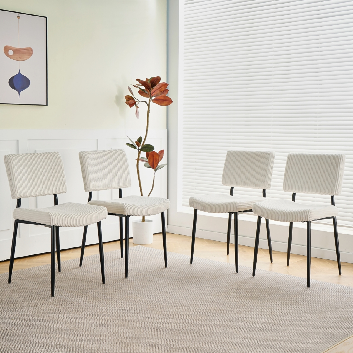 Click here for Streamdale Beige Fabric Dining Chairs Set of 4 - B... prices