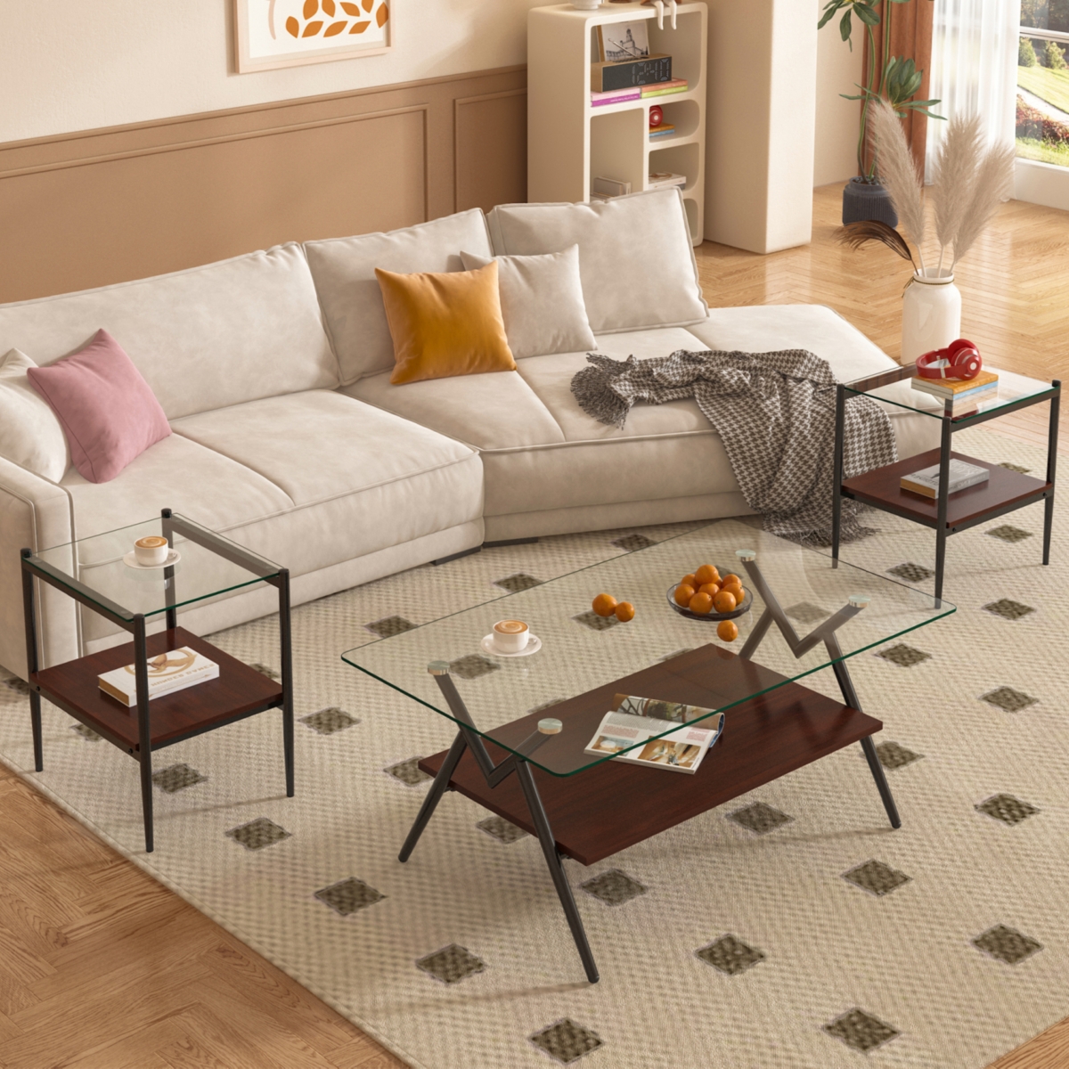 Click here for Streamdale Modern 3-Piece Glass Coffee Table Set -... prices