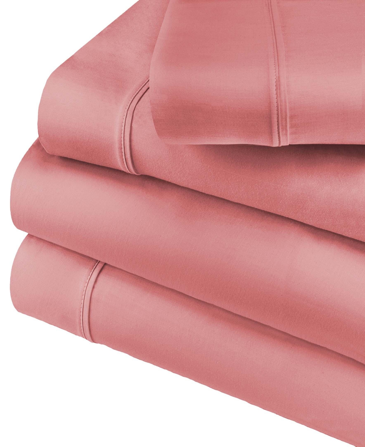 Superior 600 Thread Count Cotton Blend Solid Deep Pocket Sheet Set  Split King - Blush