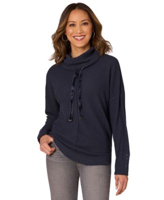 Democracy Petite Cowl-Neck Long-Sleeve Top - Macy's