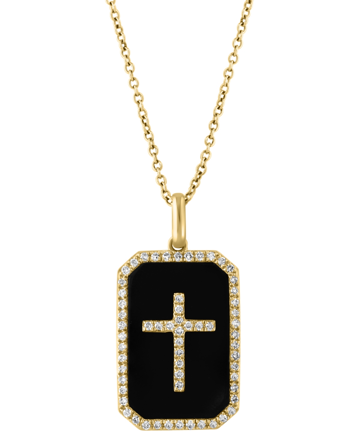 Click here for Effy Onyx & Diamond (1/4 ct. t.w.) Cross Dog Tag 1... prices