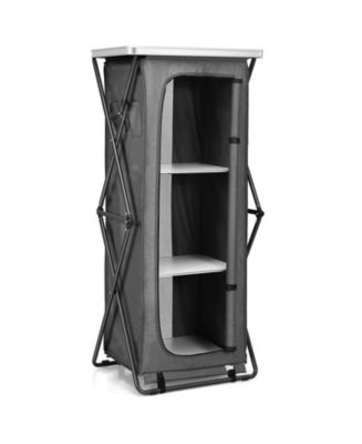 GOUUN Folding Camping Storage Cabinet with 3 Shelves and Carry Bag-XL ...