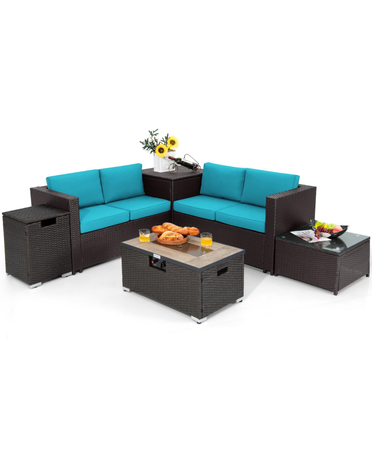Click here for Gouun 6 Pieces Outdoor Wicker Furniture Set with 3... prices