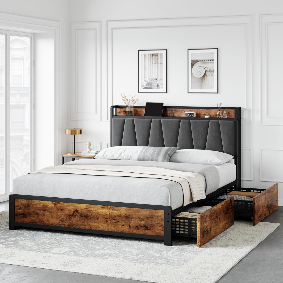 Click here for gaomon Queen Size Bed Frame with Upholstered Stora... prices