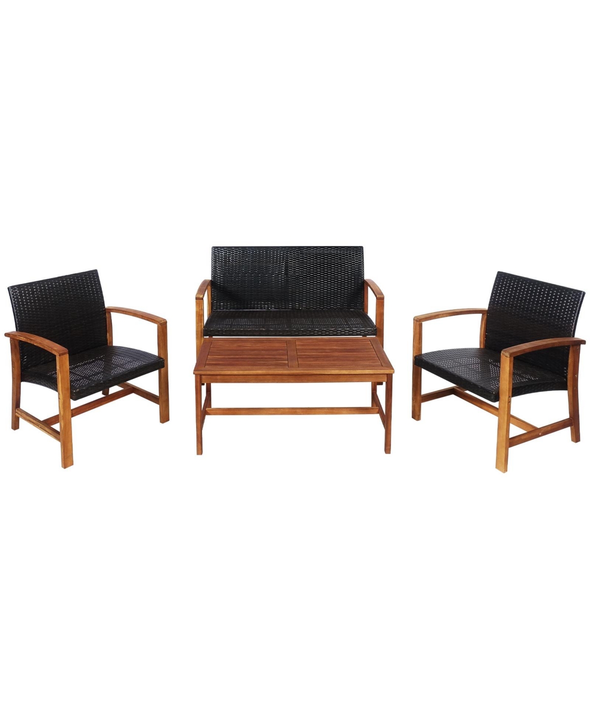 Click here for 4 Pieces Pe Rattan Patio Furniture Set with Solid... prices