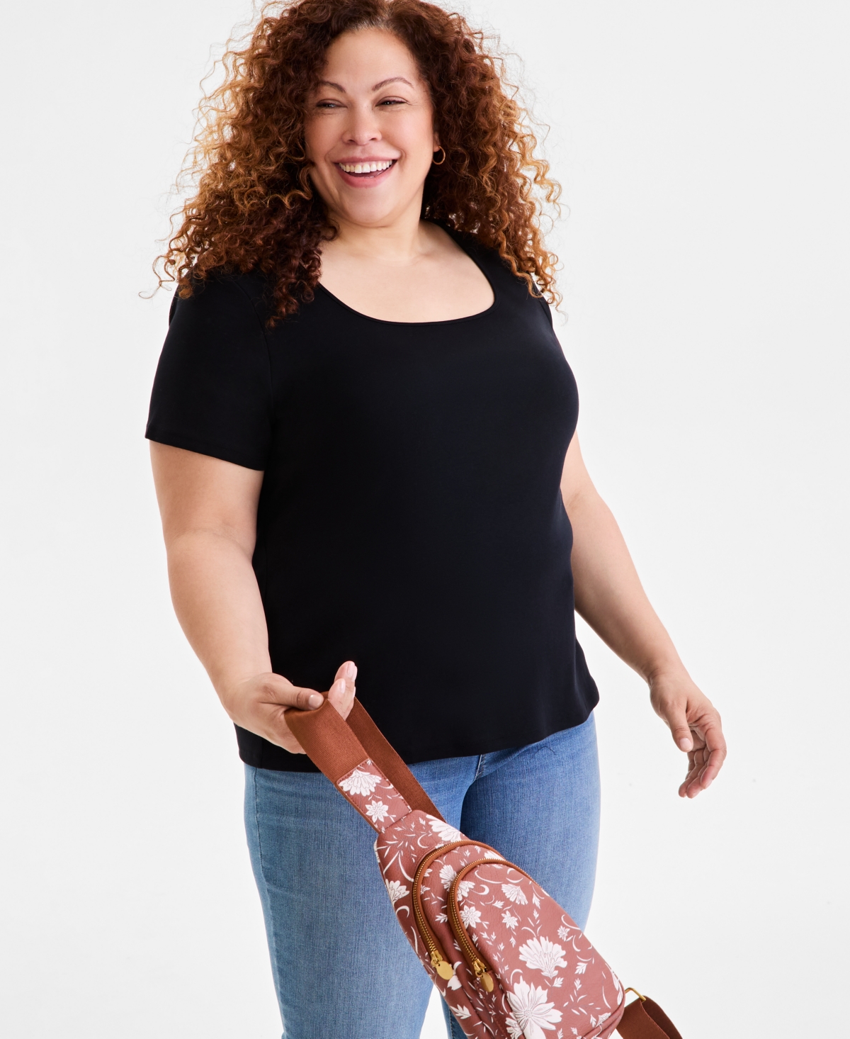 Click here for Style & Co Plus Size Short-Sleeve Square-Neck Tee... prices