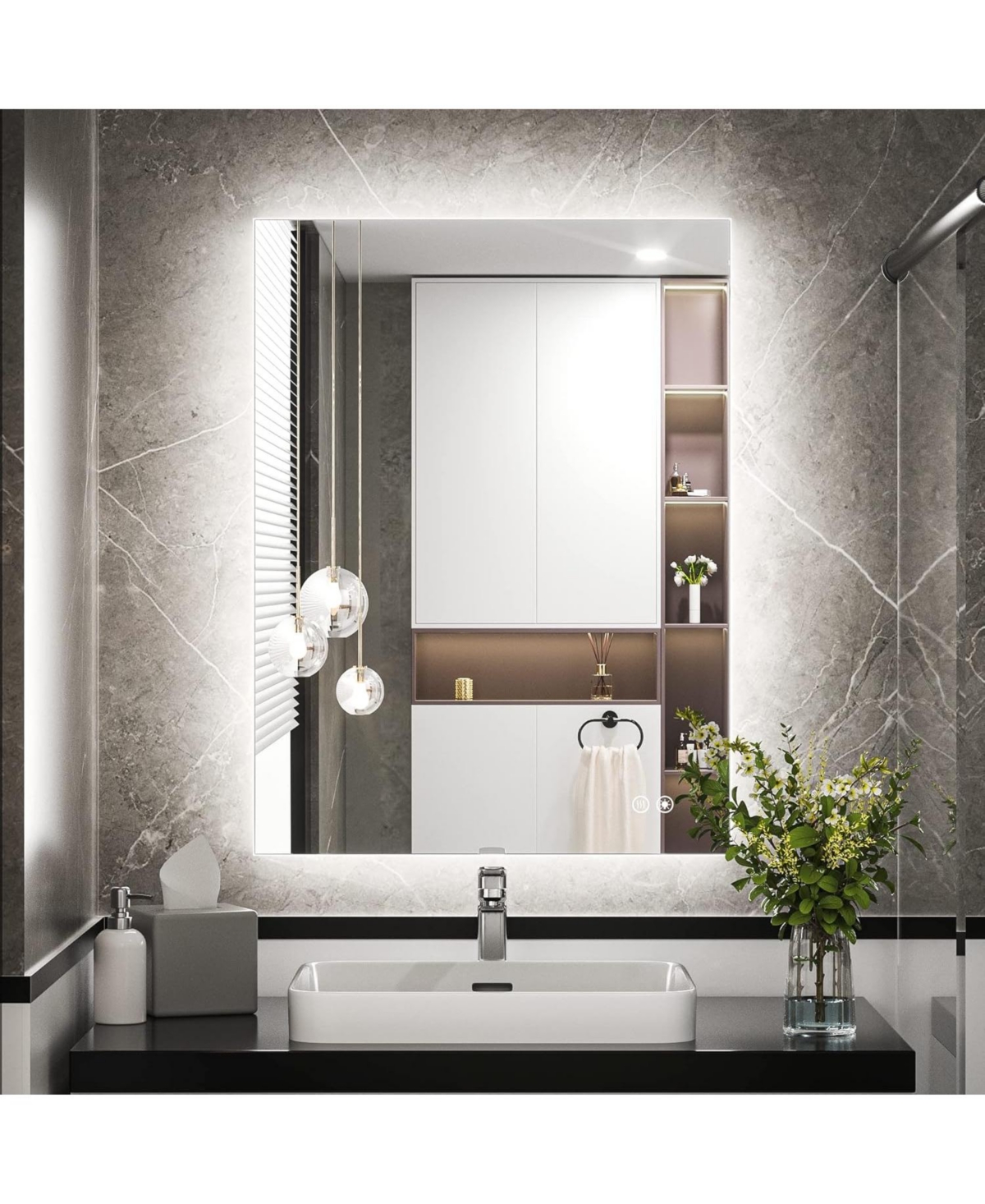 Click here for keonjinn Led Backlit Frameless Lighted Bathroom Wa... prices