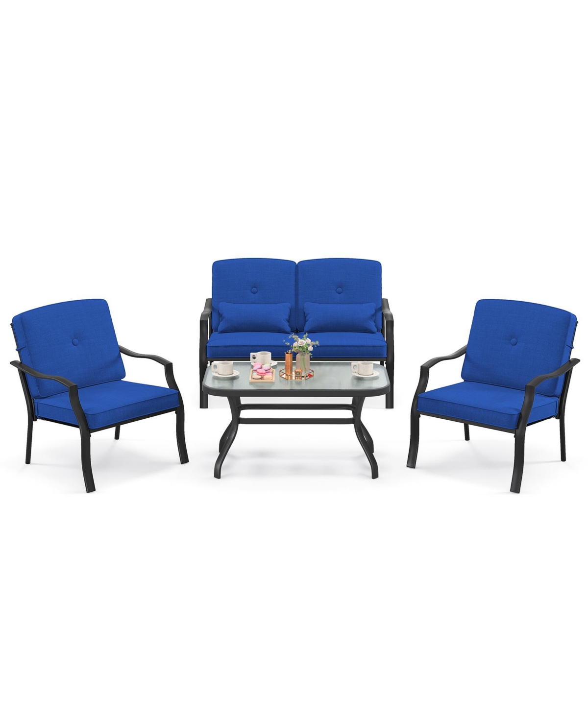 Click here for 4 Pieces Outdoor Conversation Set with Seat Back C... prices