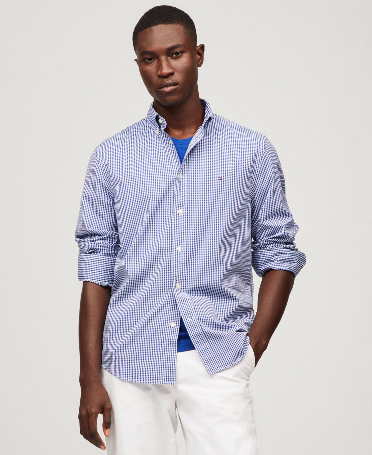 Click here for Tommy Hilfiger Mens Regular-Fit Flex Gingham Check... prices