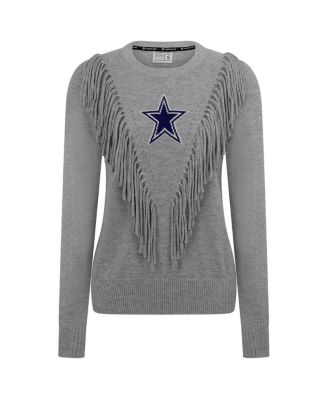 Kadyluxe Women's Silver Dallas Cowboys Fringe Sparkle Pullover Sweater ...