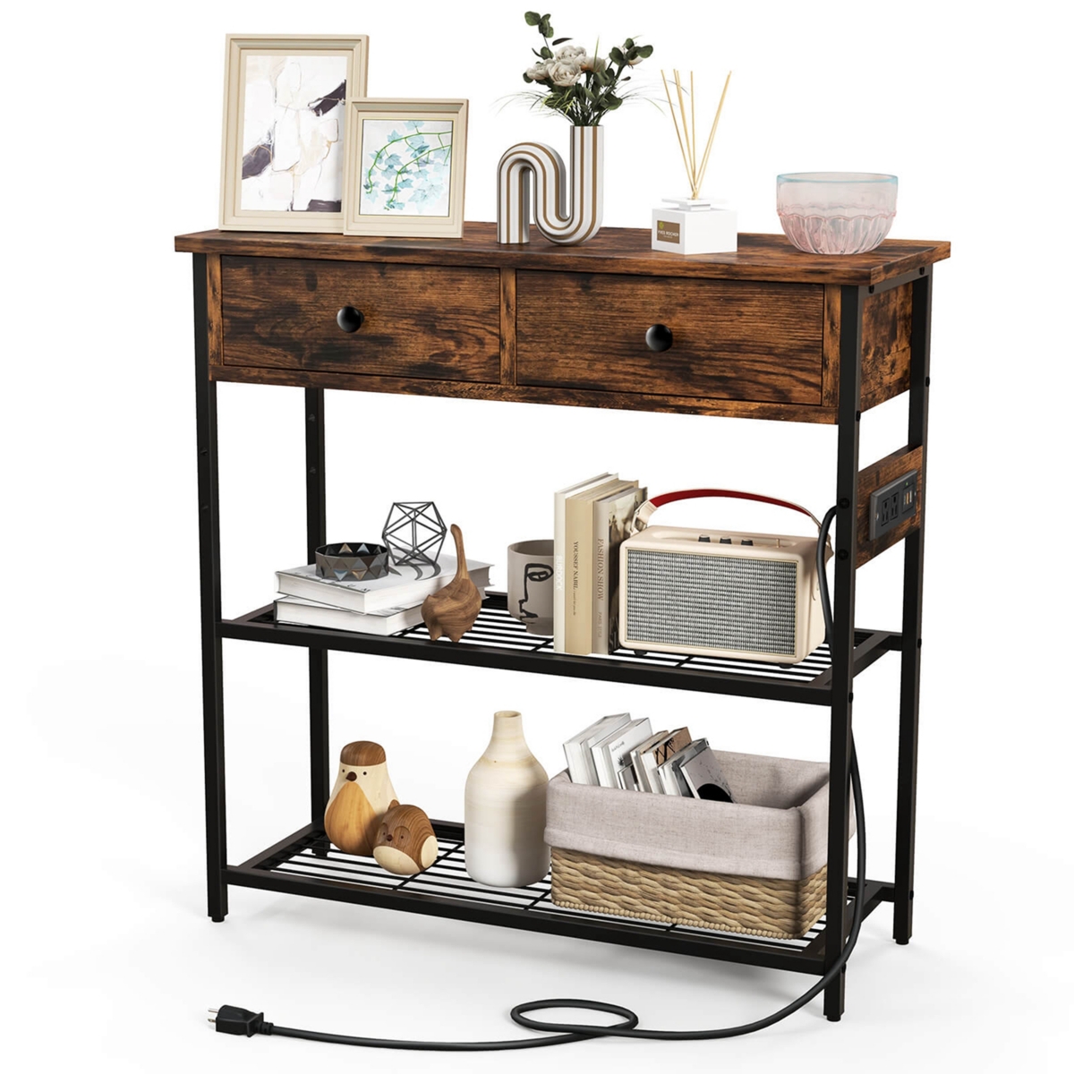 Click here for Costway Entryway Table with Charging Station Narro... prices